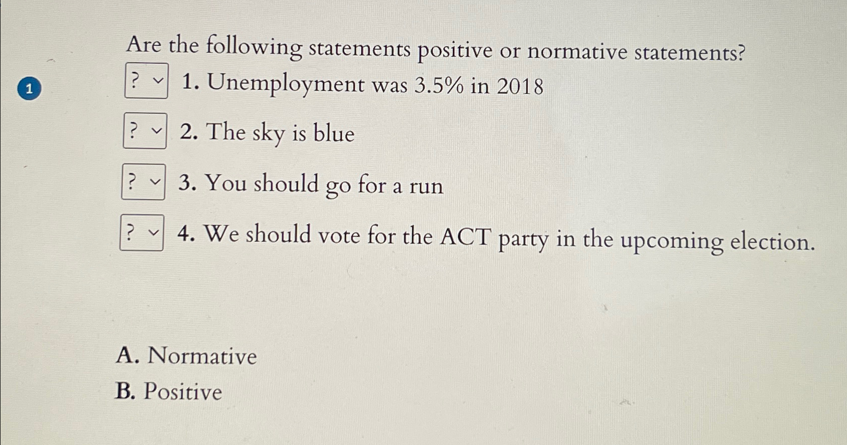 Solved Are the following statements positive or normative | Chegg.com