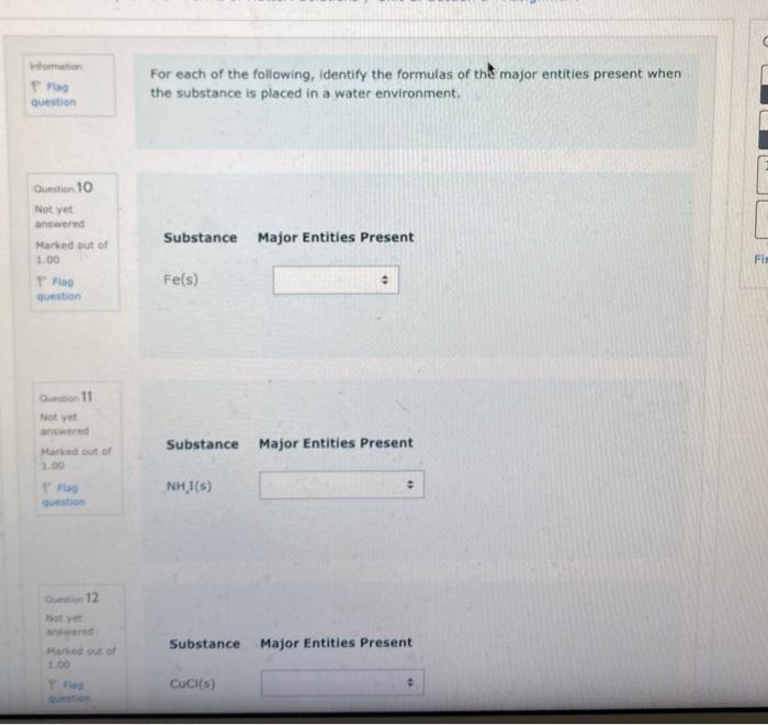 Solved For each of the following, identify the formulas of | Chegg.com