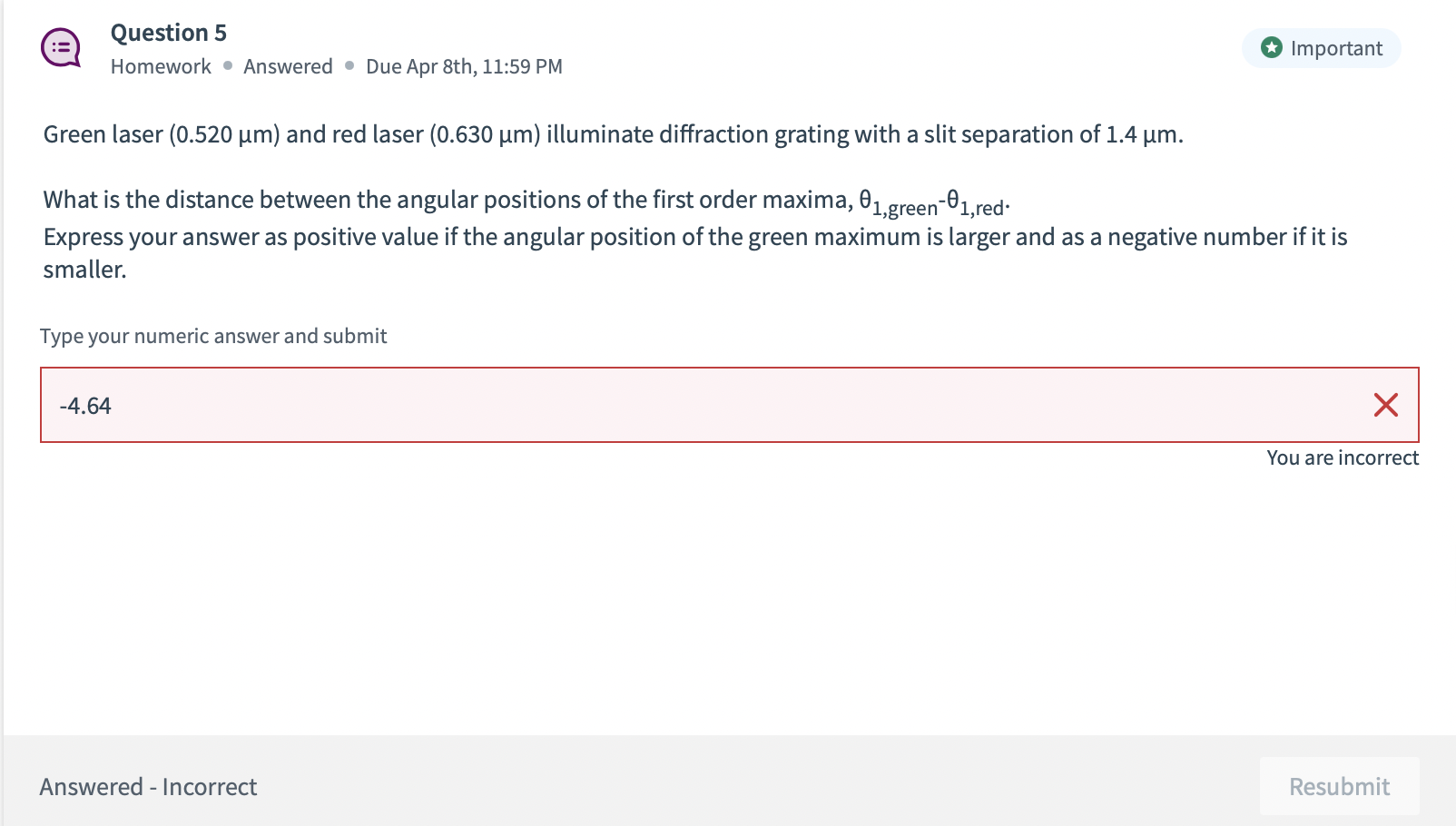 Solved Question 5Homework - ﻿Answered * ﻿Due Apr 8th, 11:59 | Chegg.com