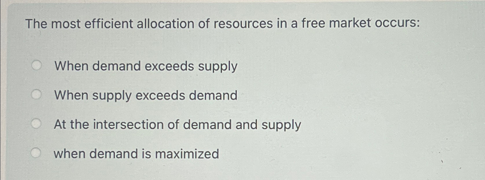 Solved The most efficient allocation of resources in a free | Chegg.com