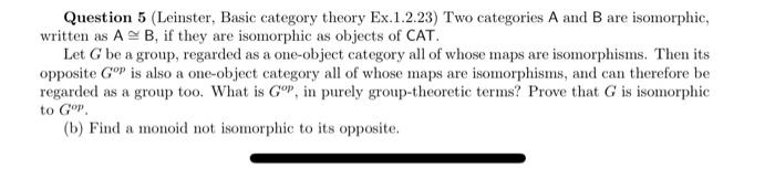 Solved Question 5 (Leinster, Basic category theory | Chegg.com