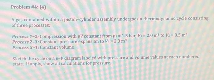 Solved Problem #4: (4) A gas contained within a | Chegg.com