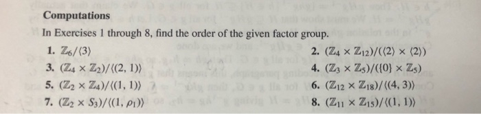 Solved Computations In Exercises 1 through 8, find the order | Chegg.com