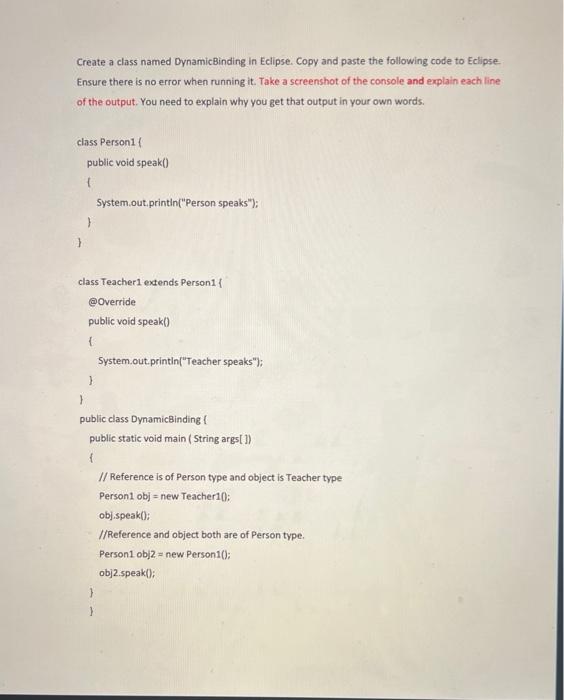 Solved Java codesExplain each line of the output in Task 1 | Chegg.com