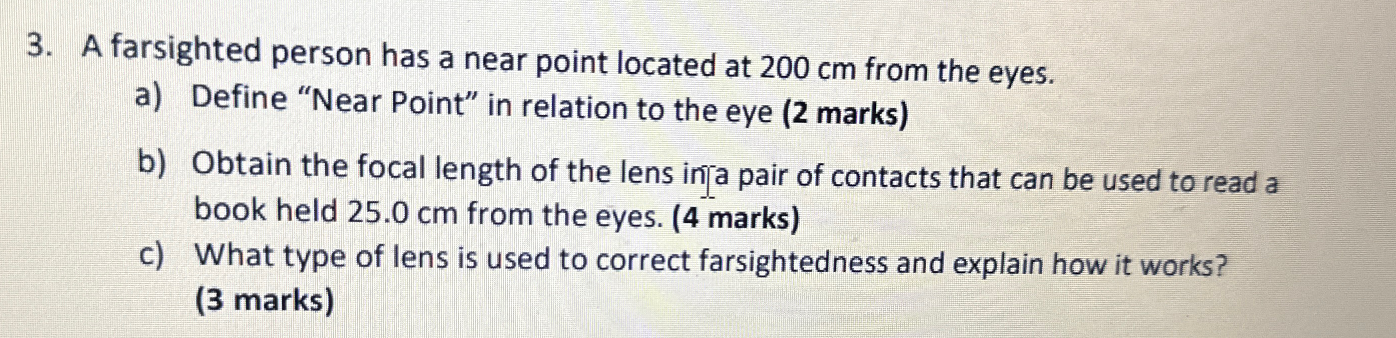 Solved A farsighted person has a near point located at 200cm | Chegg.com