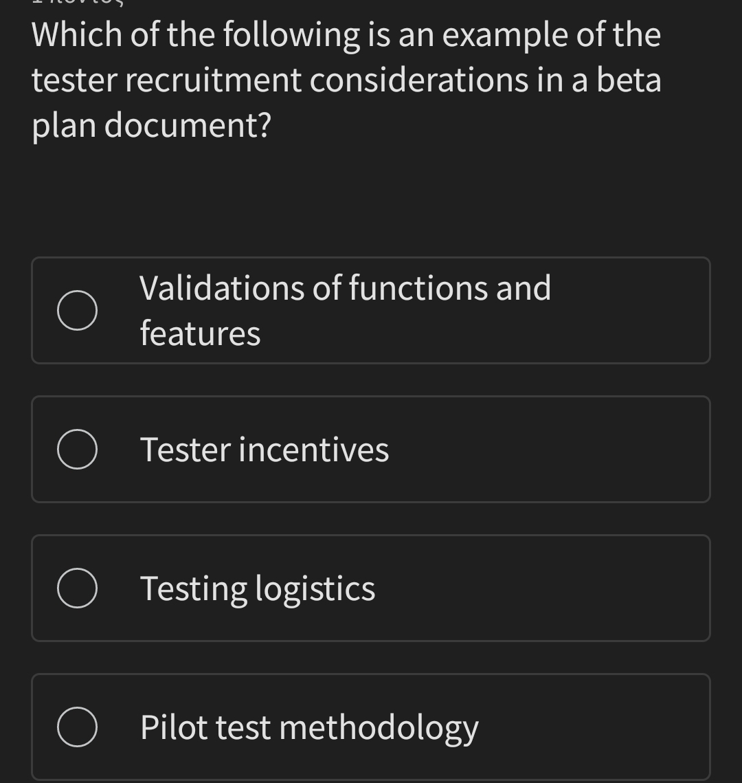 Solved Which of the following is an example of the tester | Chegg.com