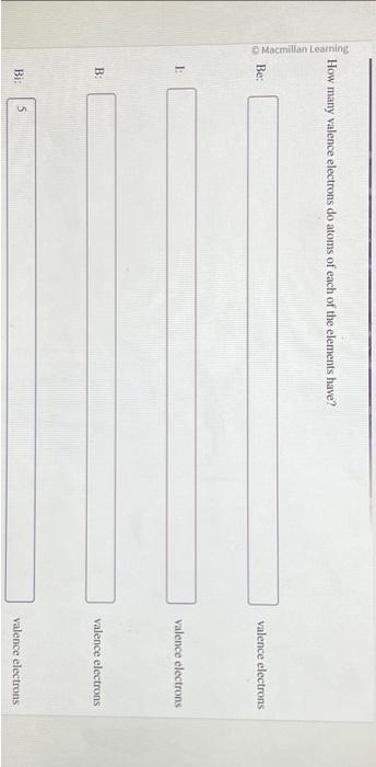 Solved How many valence electrons do atoms of each of the | Chegg.com