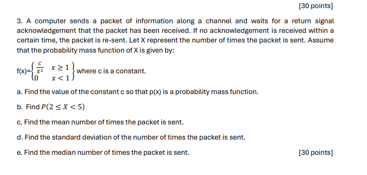 Solved A computer sends a packet of information along a | Chegg.com