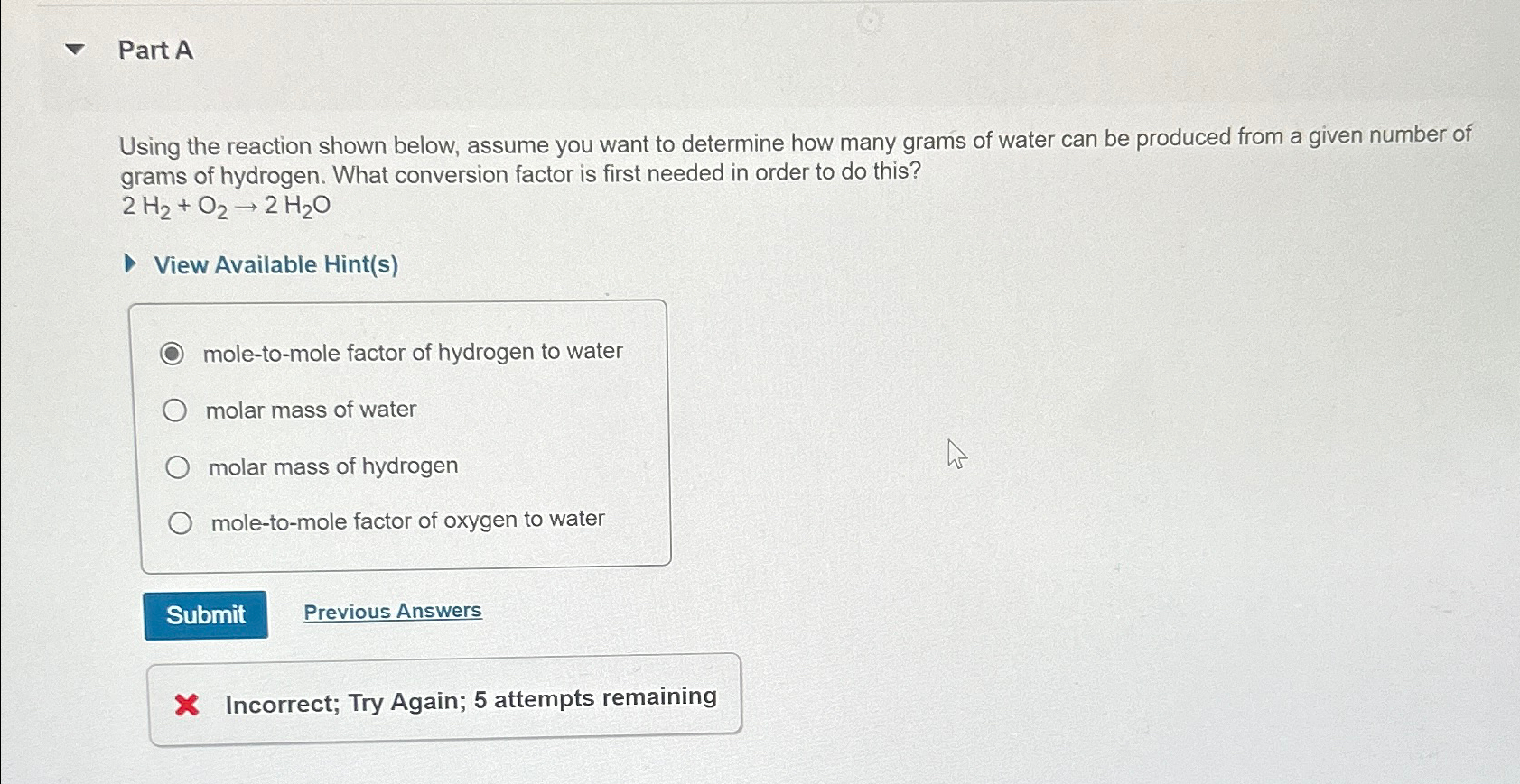 Solved Part AUsing the reaction shown below, assume you want | Chegg.com