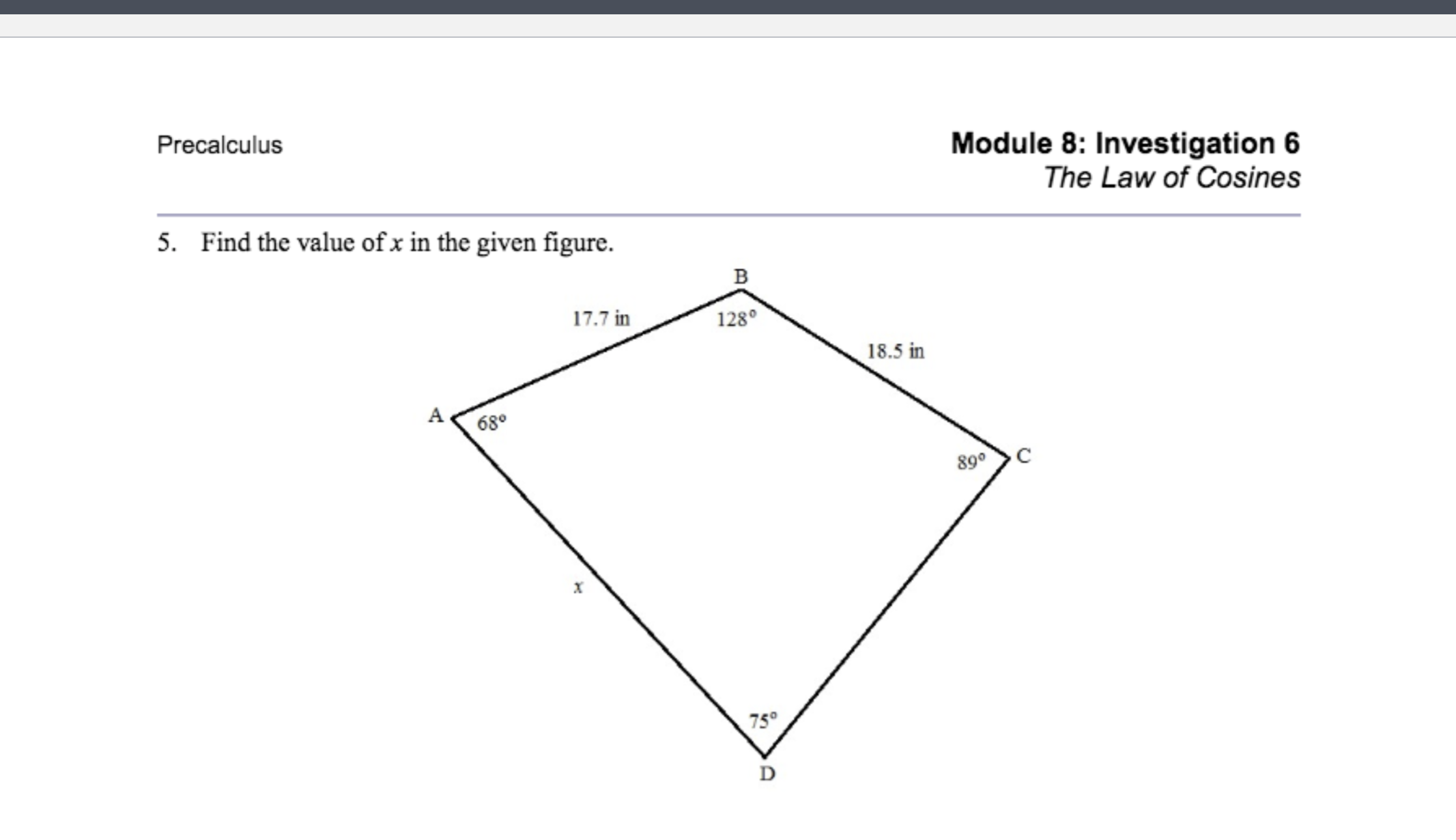 Solved Find the value of x ﻿in the given figure. | Chegg.com