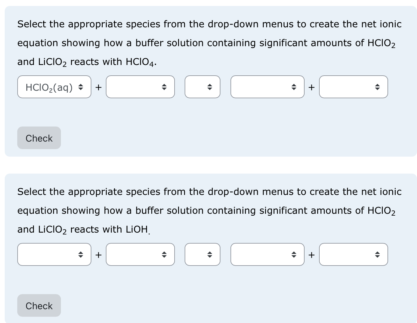 Solved Select the appropriate species from the drop-down | Chegg.com