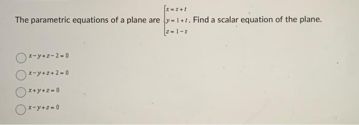 Solved The parametric equations of a plane are | Chegg.com