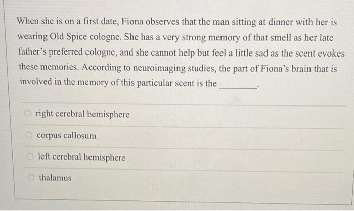 Solved When she is on a first date, Fiona observes that the | Chegg.com