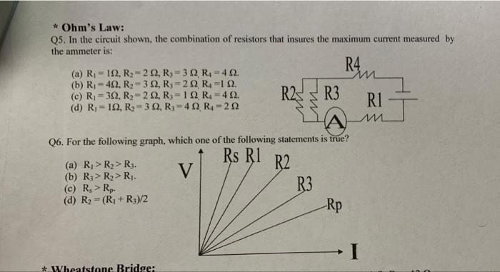 Solved * Ohm's Law: Q5. In the circuit shown, the | Chegg.com