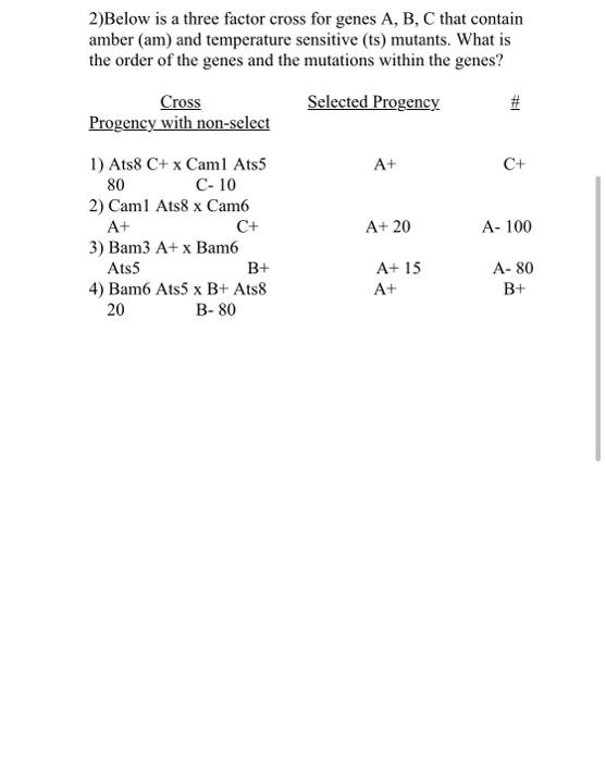 2)Below is a three factor cross for genes A, B, C | Chegg.com