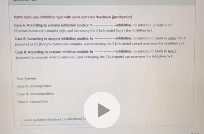 Solved Name each case inhibition type with some | Chegg.com