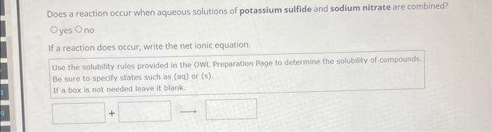 Solved Use the solubility rules provided in the OWL. | Chegg.com