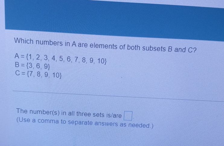 Solved Which numbers in A are elements of both subsets B | Chegg.com
