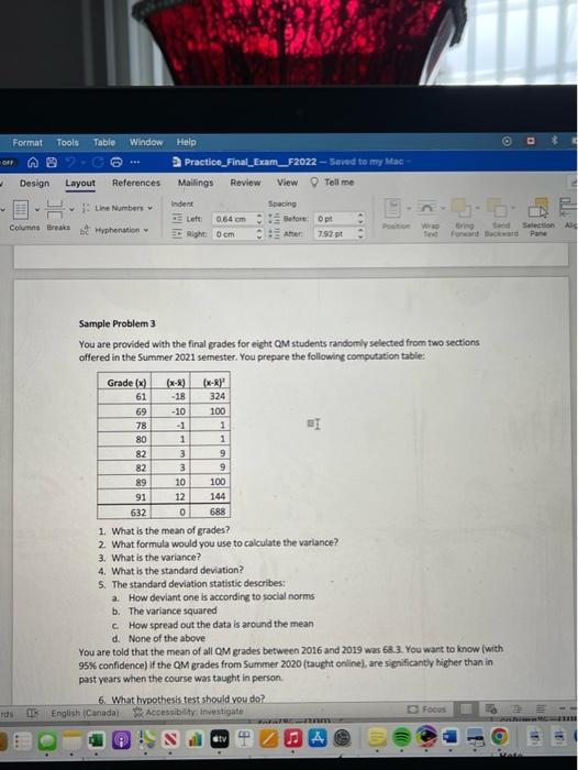 Solved Sample Problem 3 You are provided with the final | Chegg.com