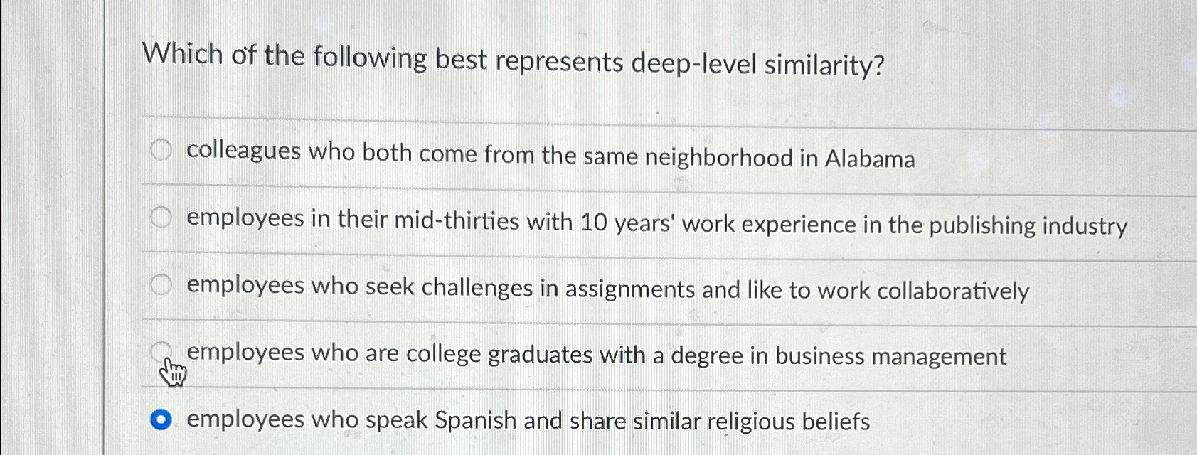 Solved Which of the following best represents deep-level | Chegg.com