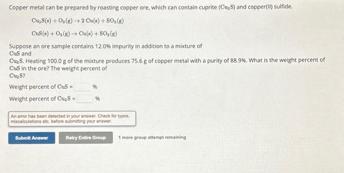 Solved Cu2 S( s)+O2( g)→2Cu(s)+SO2( g)CuS(s)+O2( | Chegg.com
