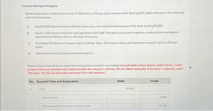 Solved d. Retired the treasury shares purchased in part (c) | Chegg.com