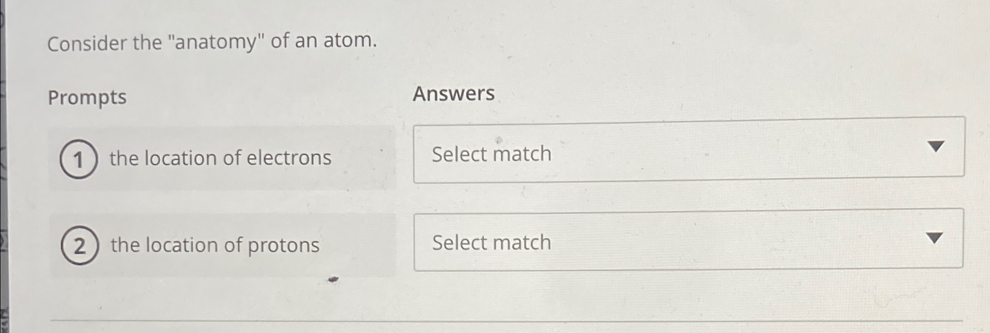 Solved Consider the "anatomy" of an atom.PromptsAnswersthe | Chegg.com