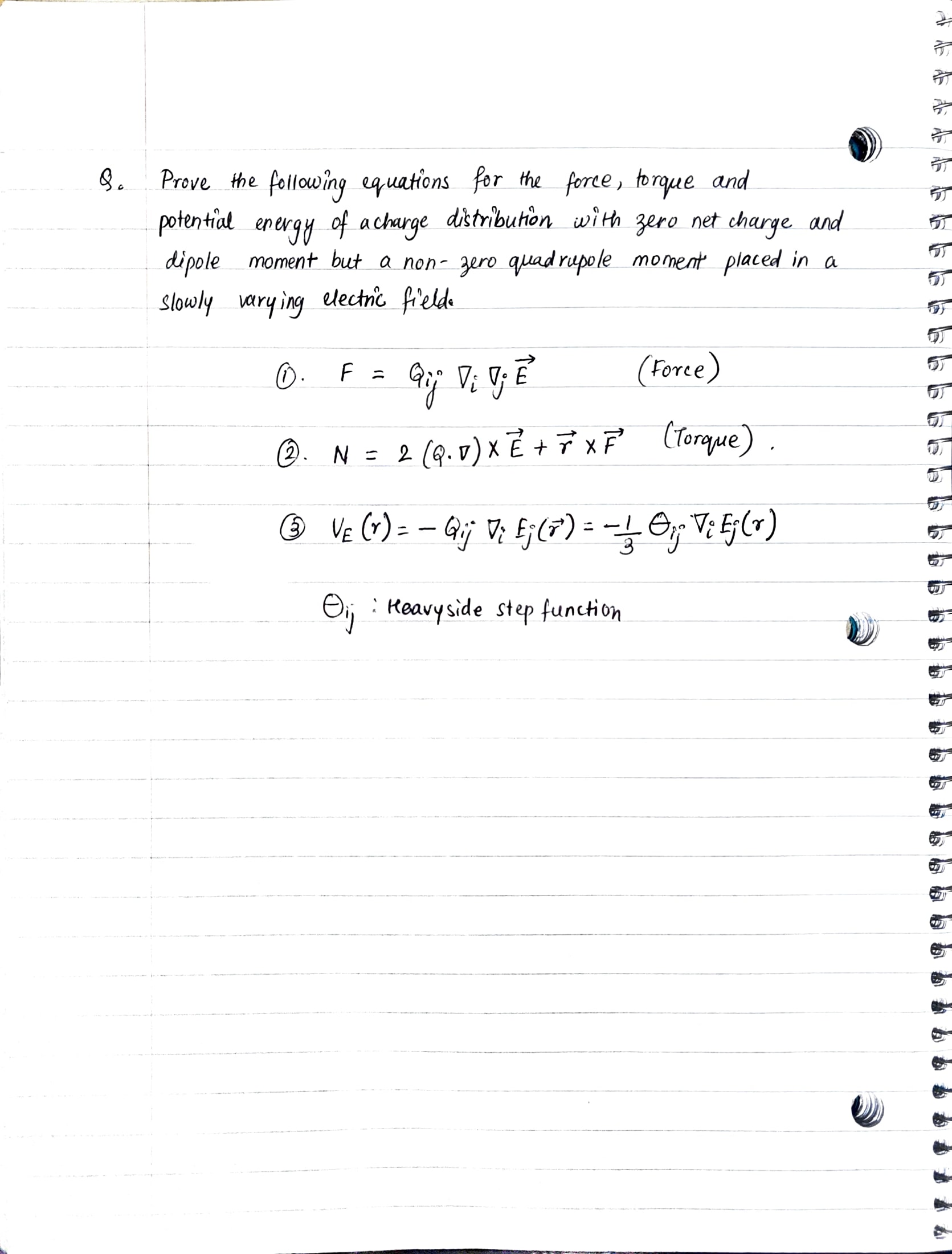 Solved Q. ﻿Prove the following equations for the force, | Chegg.com