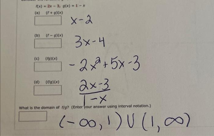 Solved x−23x−4−2x2+5x−31−x2x−3(−∞,1)∪(1,∞) | Chegg.com