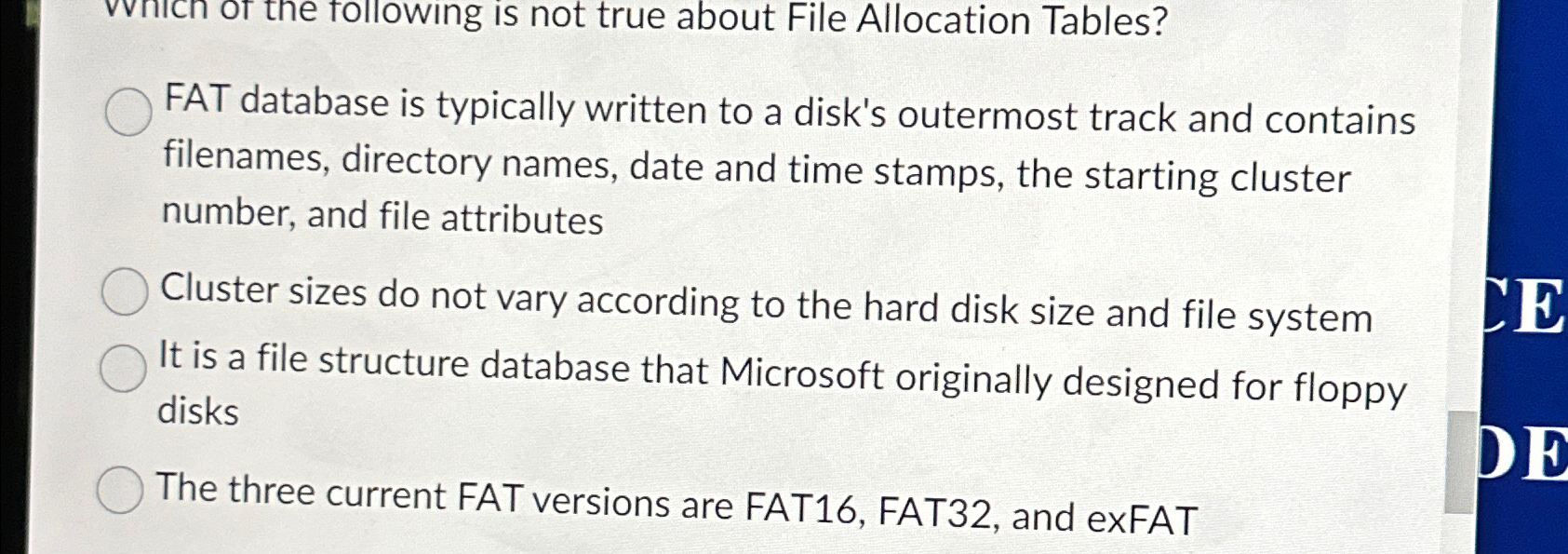 Solved Wvich of the following is not true about File | Chegg.com