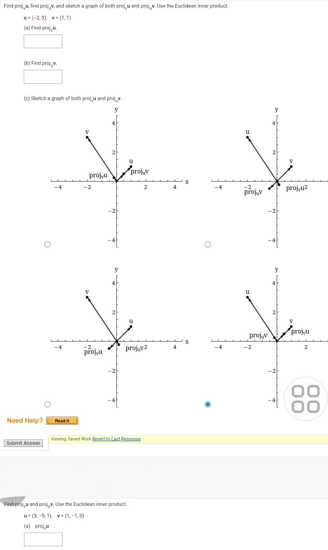 Solved Find projvu, find projuv, and sketch a graph of both | Chegg.com