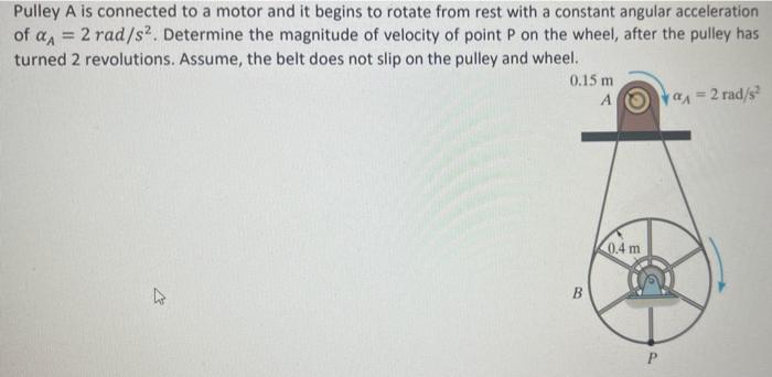 Solved Pulley A is connected to a motor and it begins to | Chegg.com