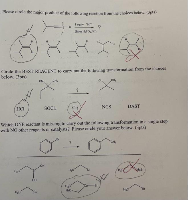 Solved Please circle the major product of the following | Chegg.com