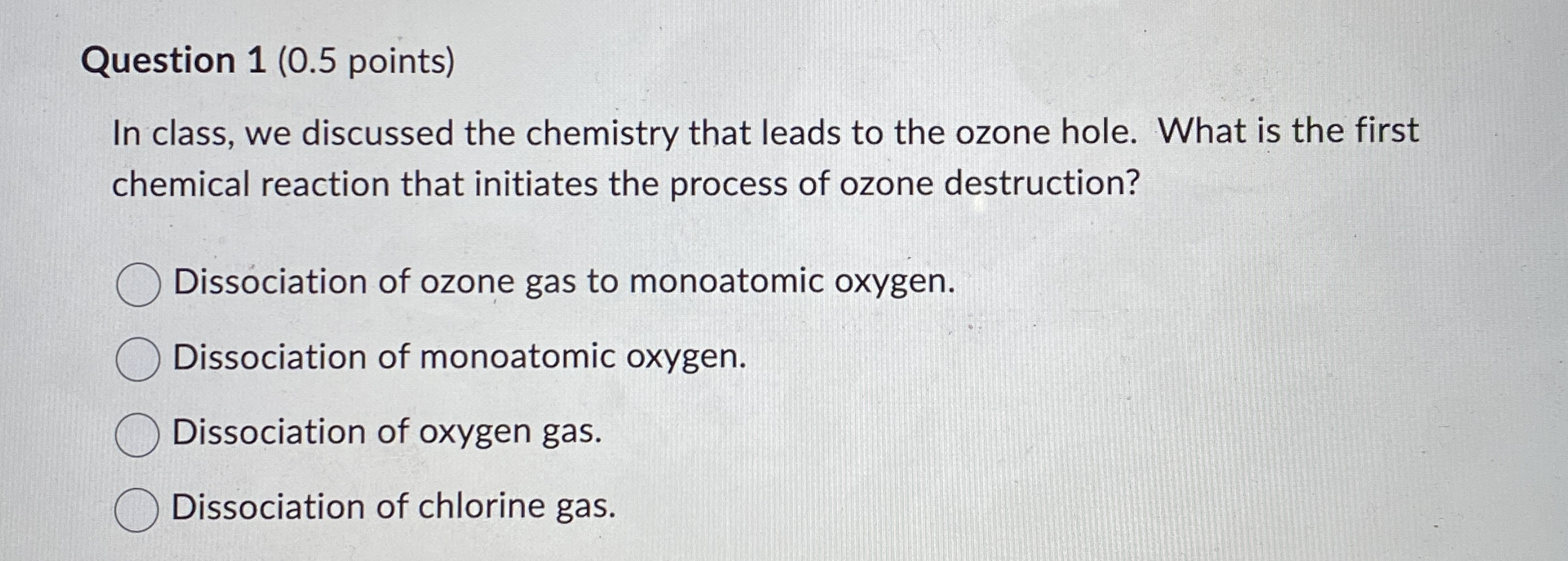 Solved Question 1 (0.5 ﻿points)In class, we discussed the | Chegg.com