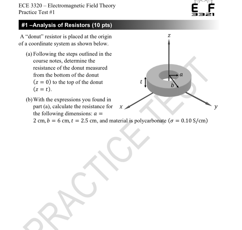 Solved ECE 3320 - ﻿Electromagnetic Field Theory Practice | Chegg.com