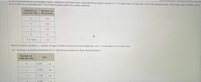 Solved Define a random variatle x = fumber of cupt of colfeo | Chegg.com