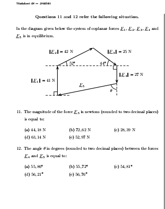 Solved Questions 11 ﻿and 12 ﻿refer tbe following | Chegg.com