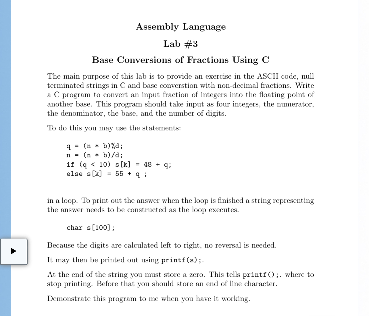 Solved Assembly LanguageLab #3Base Conversions of Fractions | Chegg.com