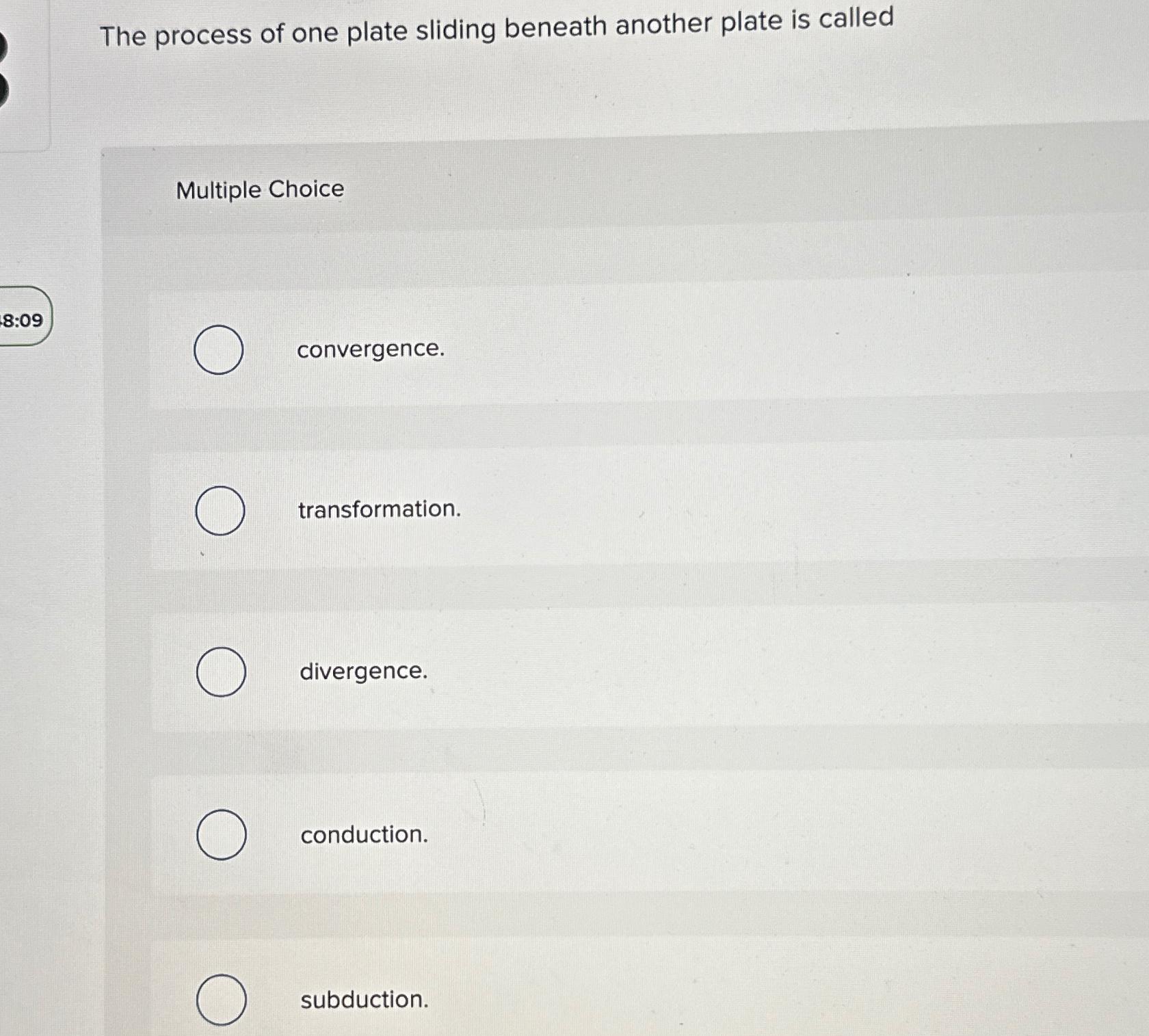 Solved The process of one plate sliding beneath another | Chegg.com