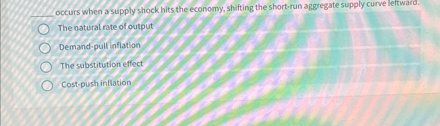 Solved occurs when a supply shock hits the economy, shifting | Chegg.com