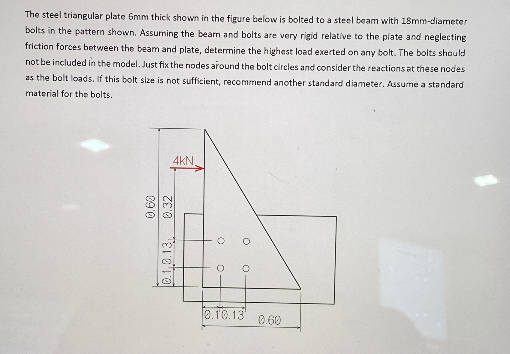 Solved The steel triangular plate 6mm ﻿thick shown in the | Chegg.com