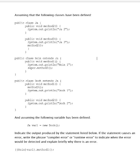 Solved Assuming that the following classes have been | Chegg.com