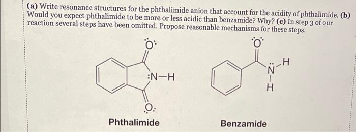 Solved (a) Write resonance structures for the phthalimide | Chegg.com