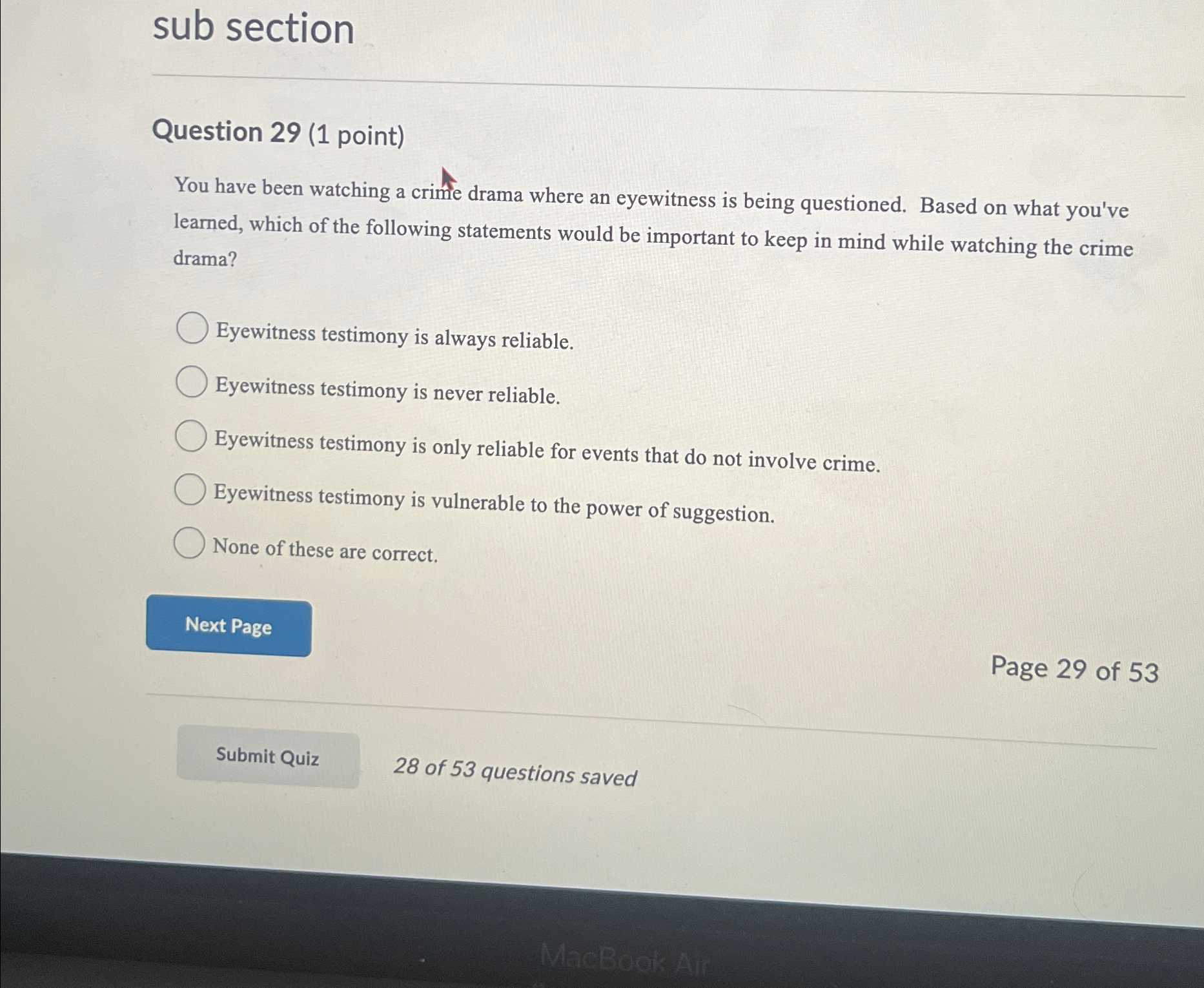 Solved sub sectionQuestion 29 (1 ﻿point)You have been | Chegg.com