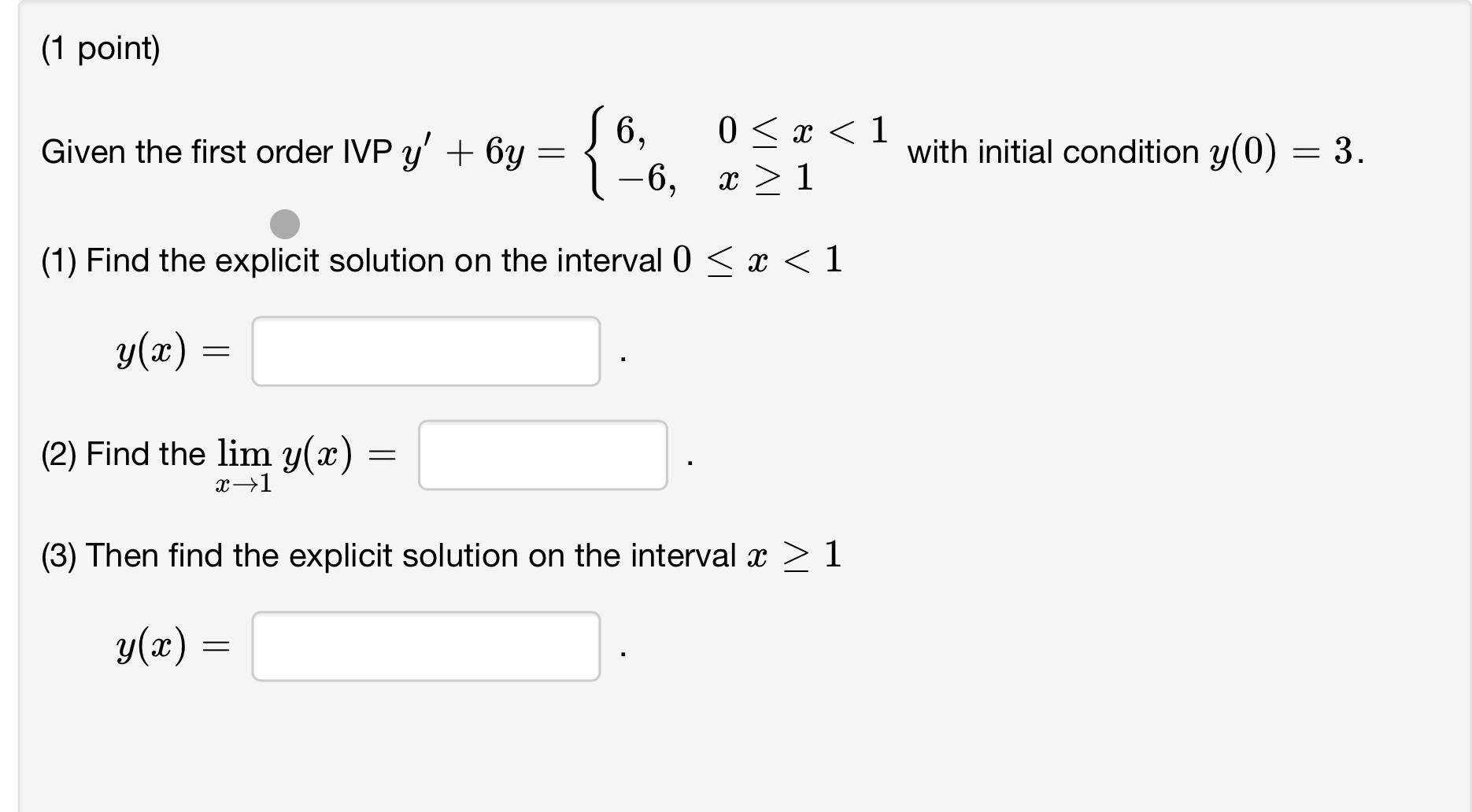 Solved (1 ﻿point)Given the first order IVP | Chegg.com