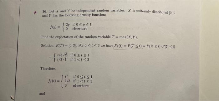 Solved to 16. Let X and Y be independent random variables. X | Chegg.com