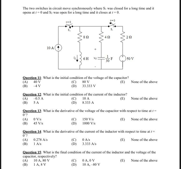 Solved The two switches in circuit move synchronously where | Chegg.com
