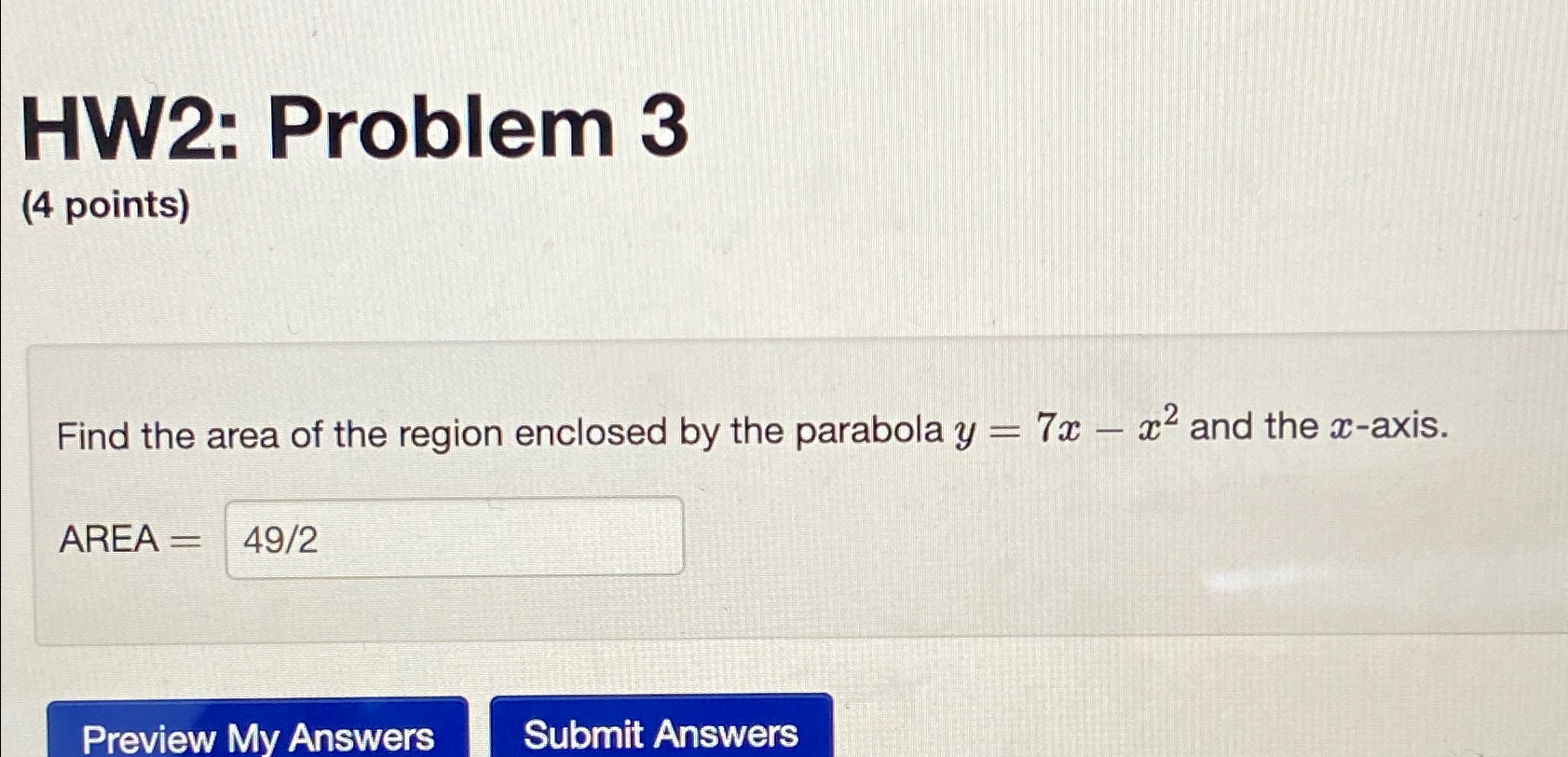 Solved HW2: Problem 3(4 ﻿points)Find the area of the region | Chegg.com