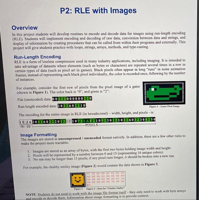 P2: RLE with Images Overview In this project students | Chegg.com