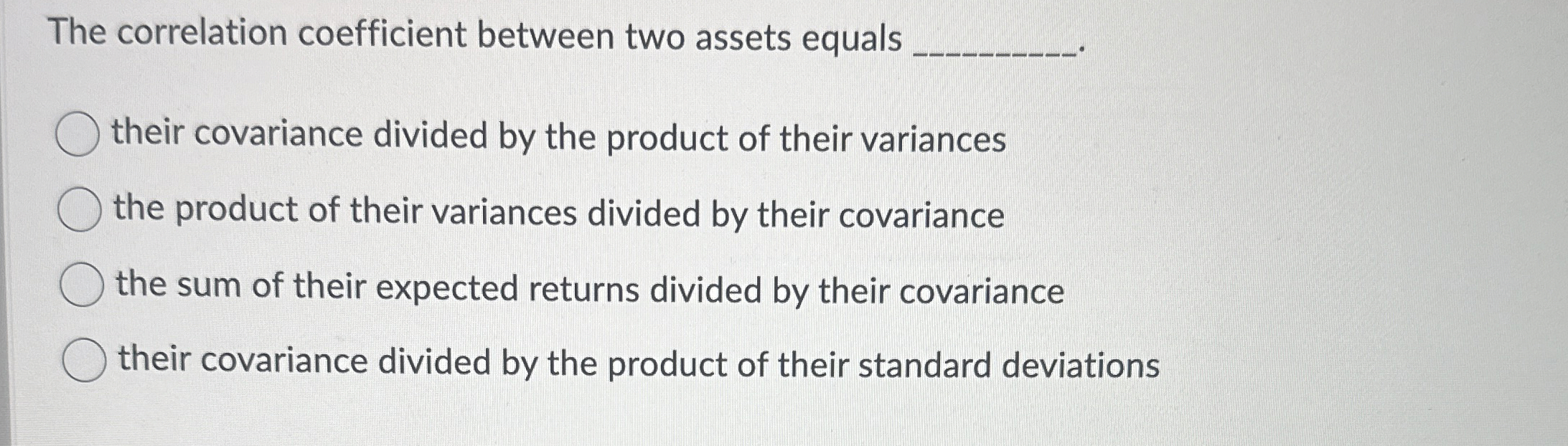 Solved The correlation coefficient between two assets | Chegg.com